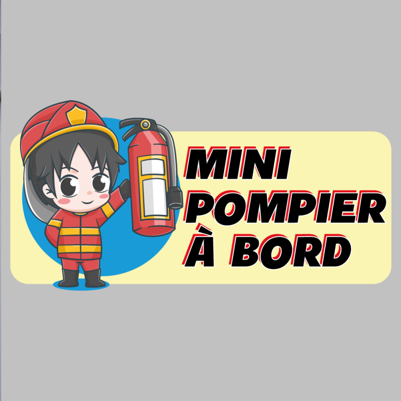 Sticker mini pompier à bord - Autocollant mini pompier à bord | ZoneStickers