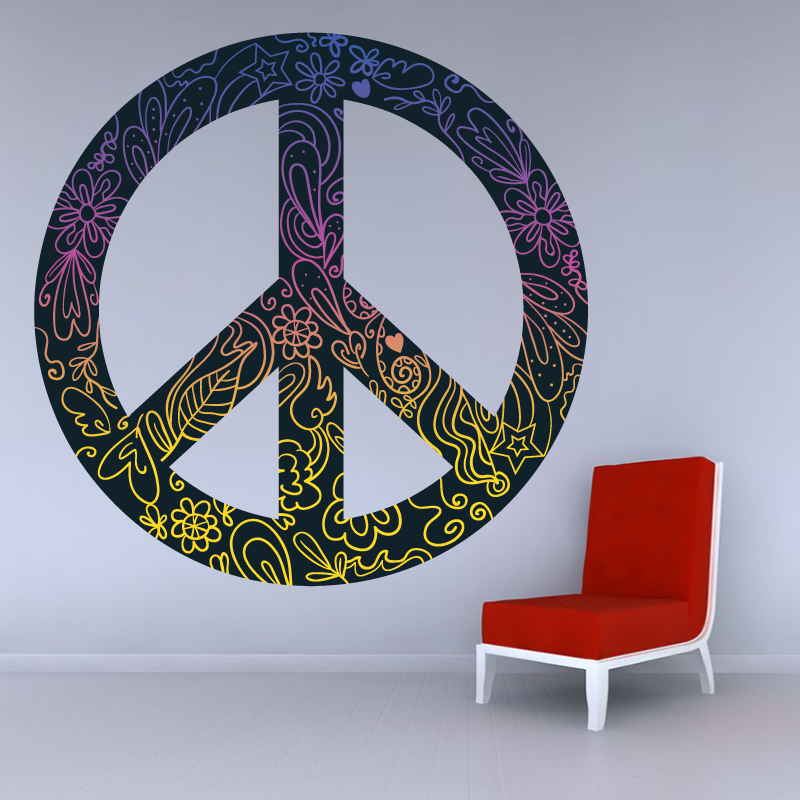 Autocollant peace and love abstrait | Zone Stickers