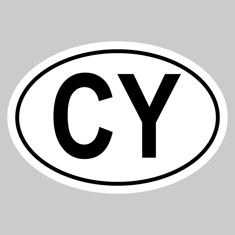 Autocollant Code Pays CY Chypre ZoneStickers Autocollant Code Pays CY Chypre ZoneStickers