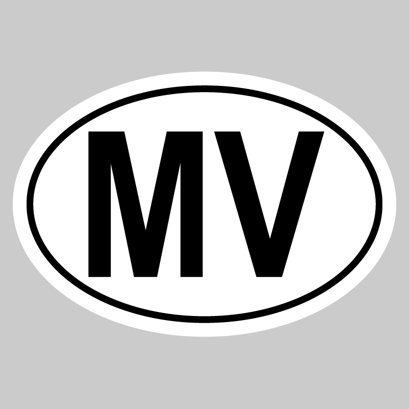 Autocollant Code pays MV - Maldives | ZoneStickers