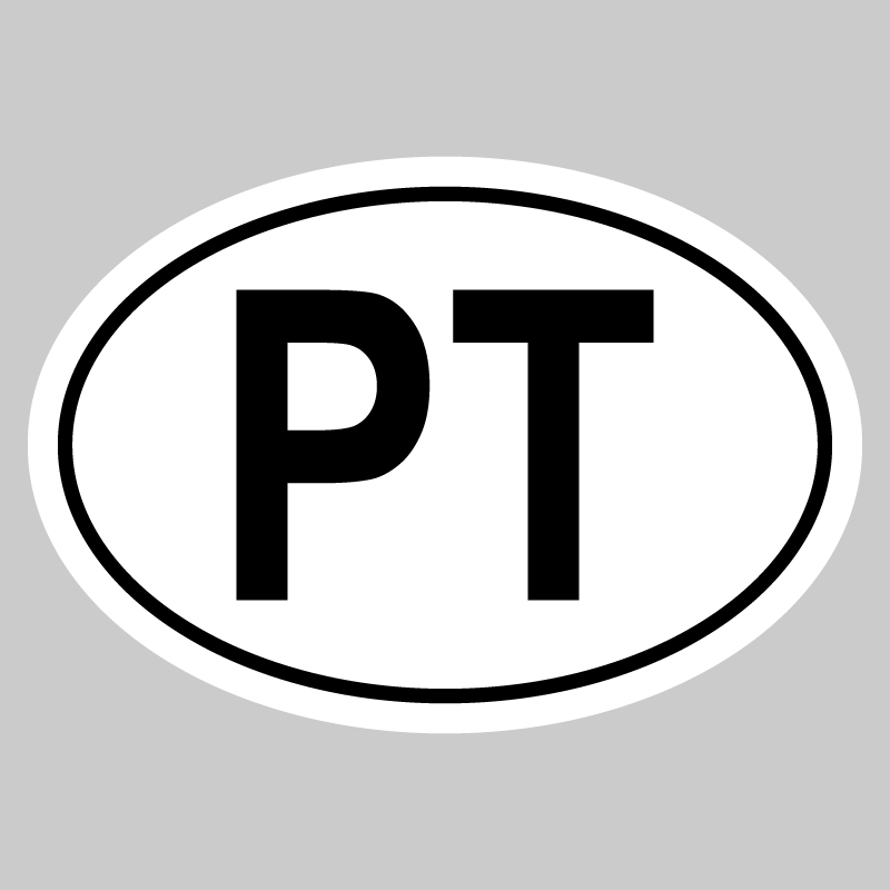 Autocollant Code Pays PT Portugal ZoneStickers Autocollant Code Pays PT Portugal ZoneStickers