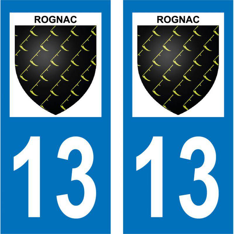 Sticker plaque immatriculation département Rognac 13340