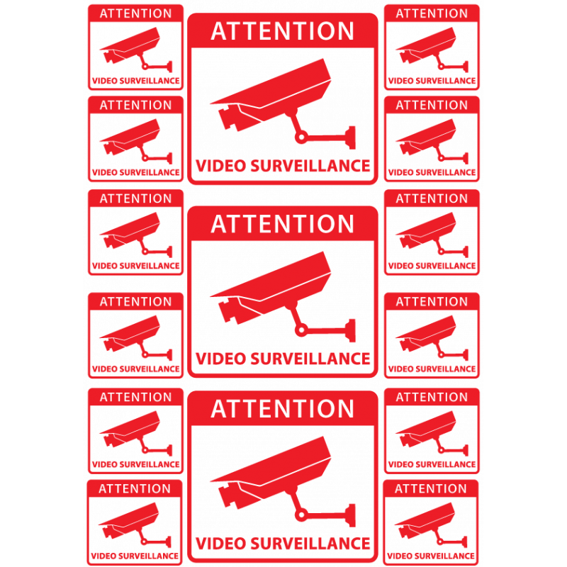 Plaquette De Stickers Alarme Camera - Autocollants Dissuasifs
