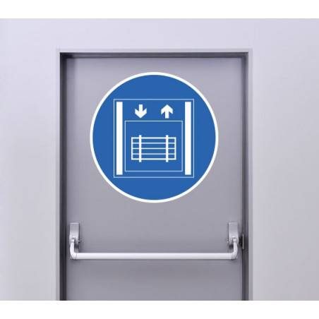 Sticker panneau signalisation Monte-charge Obligatoire