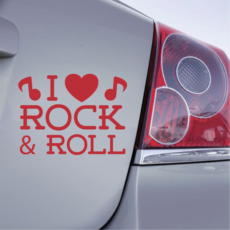 Autocollant Voiture I love Rock & Roll - ZoneStickers