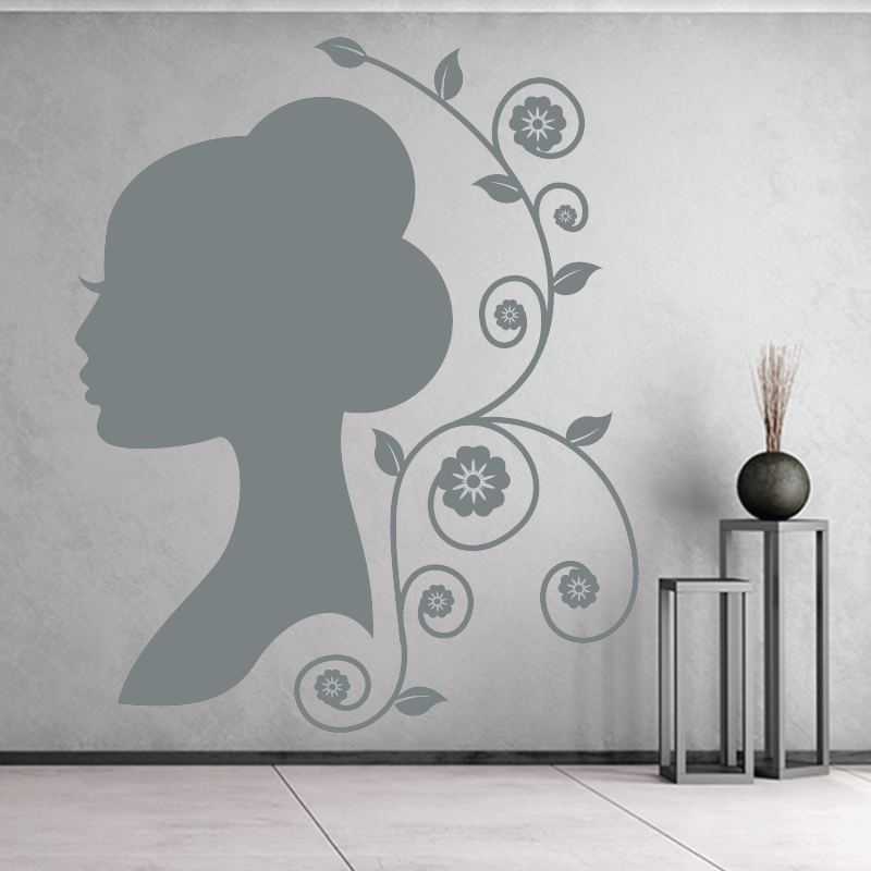 Sticker Mural Femme Floral - ZoneStickers