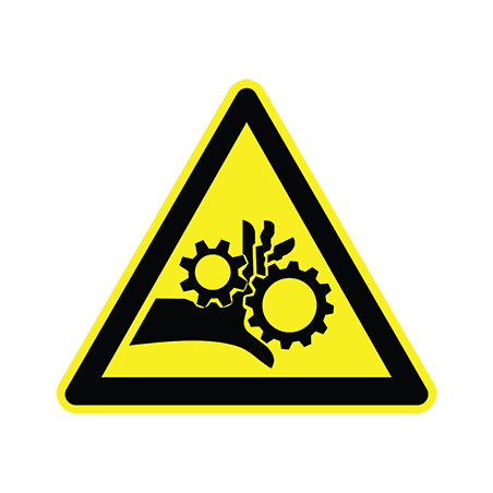 Sticker panneau de signalisation Danger Ecrasement Engrenage