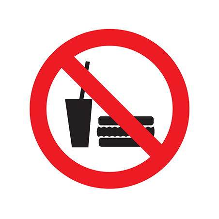 Sticker panneau de signalisation interdiction Nourriture Interdit