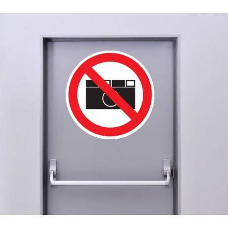 Sticker panneau de signalisation interdiction Photo Interdite