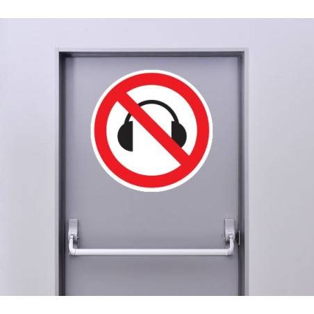 Sticker panneau de signalisation interdiction Interdiction Casques Audio