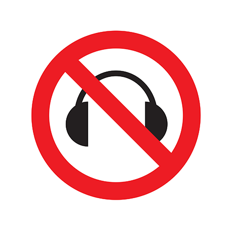 Sticker panneau de signalisation interdiction Interdiction Casques Audio