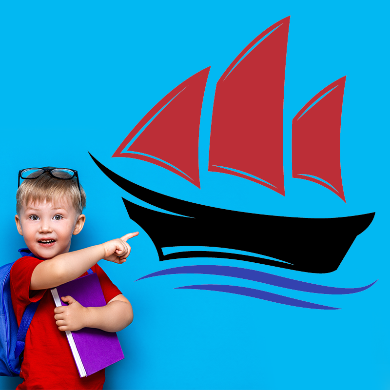 Sticker Bateau à trois voiles - Autocollant Bateau