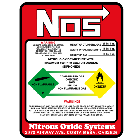 Sticker Etiquette NOS Nitrous Oxide Systems - Autocollant Etiquette NOS ...