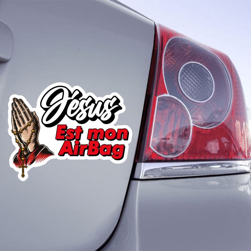 Autocollant Jésus Est Mon AirBag | ZoneStickers